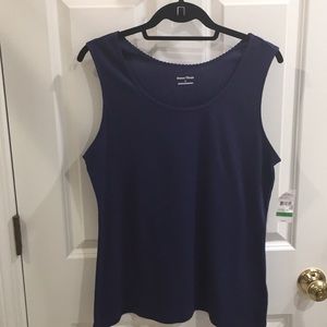 Studio Works Tops | Nwt Pretty Ribbon Trimmed Black Tank Top | Poshmark